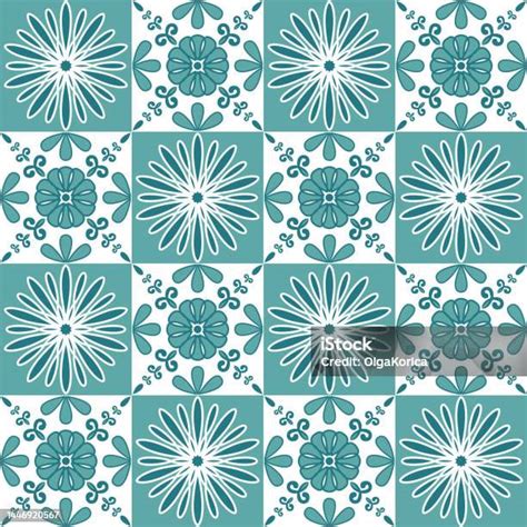 녹색 에메랄드 세라믹 타일 모자이크 사각형 모양 컬러 모로코 아랍어 패턴 대비 대칭 벡터 일러스트 레이 션 0명에 대한 스톡 벡터 아트 및 기타 이미지 Istock