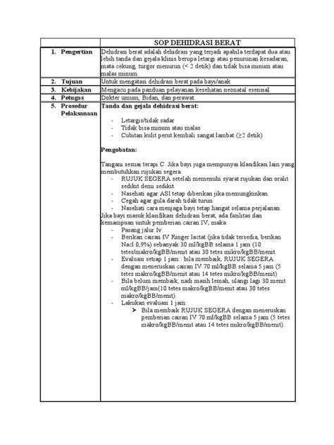 Sop Dehidrasi Berat Pdf Kesehatan Holistik