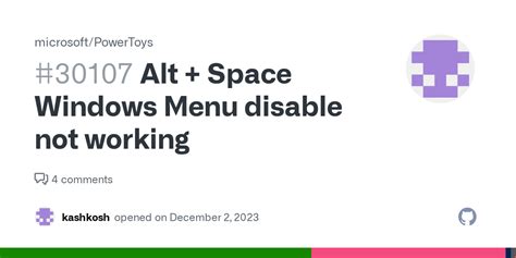 Alt Space Windows Menu Disable Not Working · Issue 30107 · Microsoft