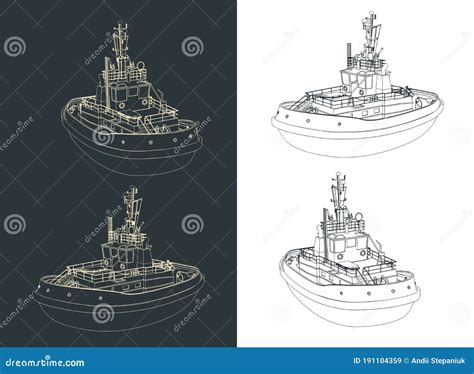 Tugboat Outline Vector Icon Thin Line Black Tugboat Icon Flat Vector Simple Element