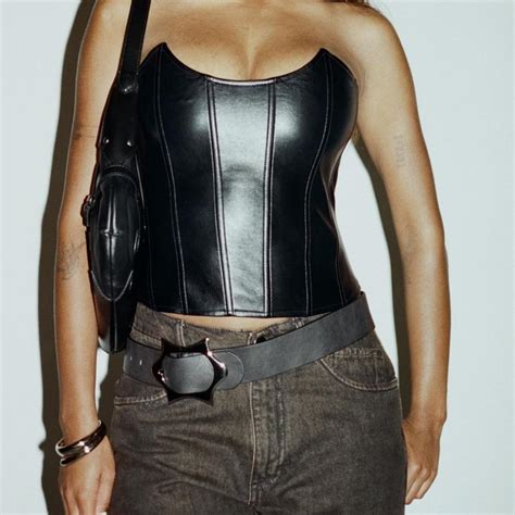 Miaou Leia Corset Black Vegan Leather Only Worn Depop