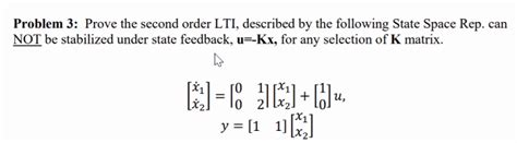 Solved Problem 3 Prove The Second Order Lti Described By
