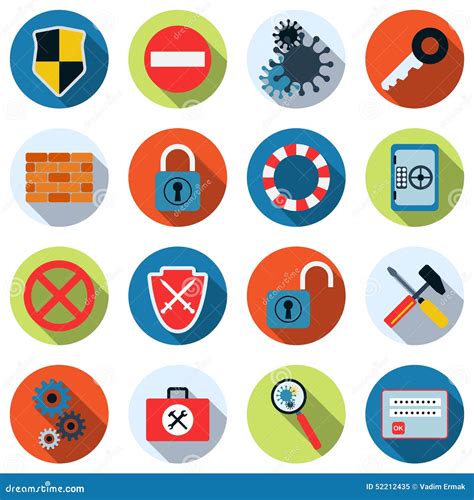 Computer Security Vector Icons Stock Vector Illustration Of Search