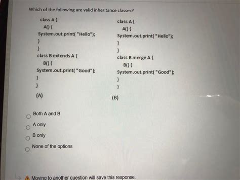 Solved Which Of The Following Are Valid Inheritance Classes