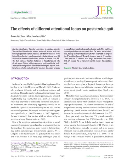Pdf The Effects Of Different Attentional Focus On Poststroke Gait