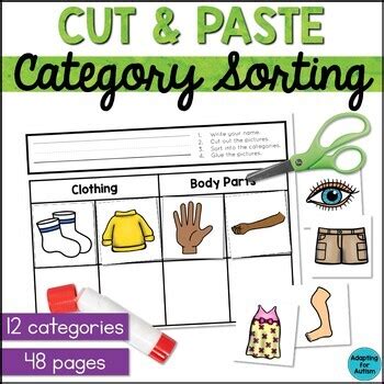 Sorting Objects Into Categories Cut And Paste Worksheets By Adapting For Autism