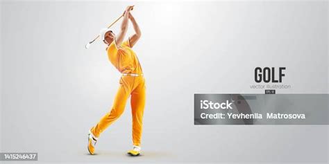 흰색 배경에 골프 선수의 현실적인 실루엣 골퍼 남자가 공을 친다 벡터 일러스트 레이 션 3차원 형태에 대한 스톡 벡터 아트 및 기타 이미지 3차원 형태 검은색 경쟁