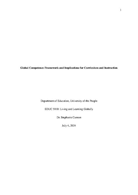 Global Competence Framework And Implications For Curriculum And Instruction Stephanie Cannon Global Competence Framework And Implications For Curriculum And Instruction Stephanie Cannon