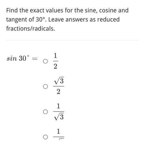 Solved Find The Exact Values For The Sine Cosine And Chegg