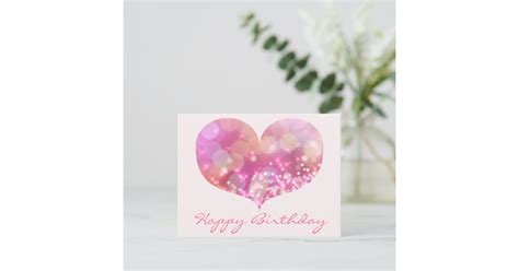 Pink Glitter Heart Happy Birthday Postcard Zazzle