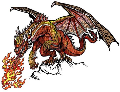 Fire Breathing Dragon Classic European Mythological Creature Stock