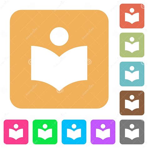 Library Rounded Square Flat Icons Stock Vector Illustration Of