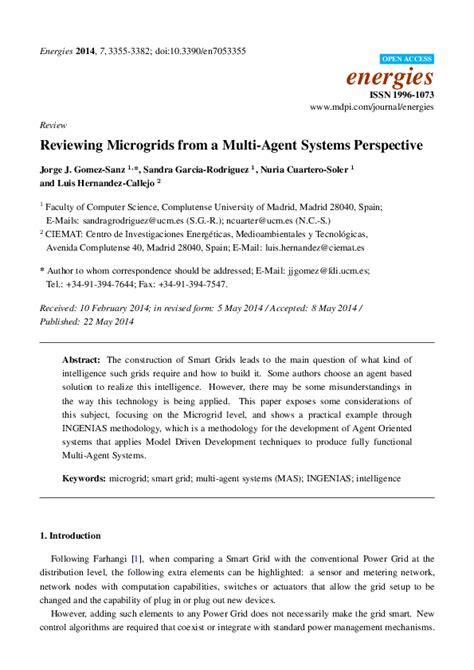 Pdf Reviewing Microgrids From A Multi Agent Systems Perspective