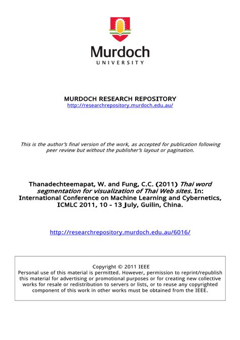 Pdf Thai Word Segmentation For Visualization Of Thai Web Sites