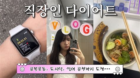 Vlog 직장인의 24시간 밀착 브이로그 점심 도시락 식단 점심시간 짬내서 공부하기 공복운동 Youtube