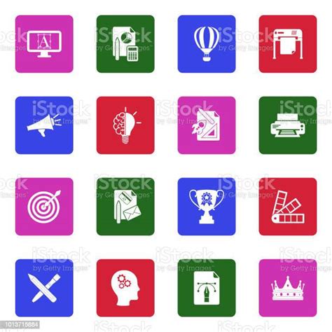 브랜딩 아이콘입니다 광장에서 백색 평면 디자인입니다 벡터 일러스트입니다 개념에 대한 스톡 벡터 아트 및 기타 이미지 개념 개발 계획 Istock