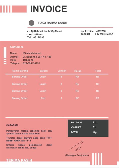 WORD Of Simple Pink Invoice Docx WPS Free Templates