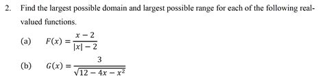 solved 2 find the largest possible domain and largest