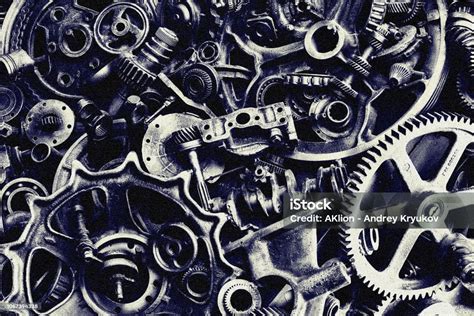 Steampunk 질감 기계 부품 장치 바퀴 Backgroung 스팀 펑크 기어 기어 자동차 부품 오래 된 녹슨 철 체인 스프링