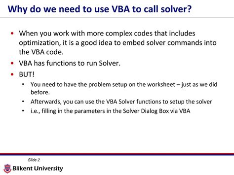 solver via vba ie 469 fall ppt download