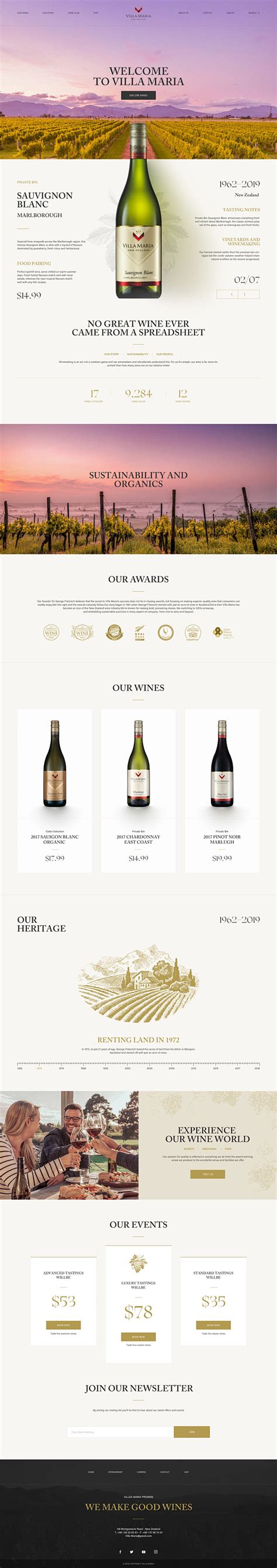 Villa Maria 庄园创建于1961年，为新西兰葡萄酒业的翘楚，是新西兰过去30年获奖最多的葡萄酒庄园。这个以家族企业为荣的葡萄酒庄园，在新西兰各个最优质的葡萄酒产区种植葡萄，酿造优质的