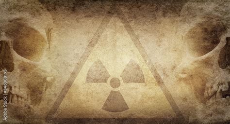 Symbol And Sign Of Radiation Nuclear Human Skulls As A Symbol Of