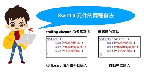 搭配 Trailing Closure，在結尾輸入 生成 Swiftui 元件 By 彼得潘的 Ios App Neverland 彼得潘的 Swift Ios App 開發
