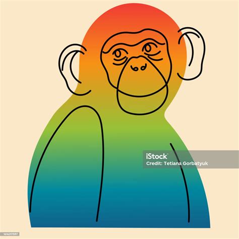 원숭이 아바타 배지 포스터 로고 템플릿 인쇄 평면 만화 스타일의 벡터 그림 갈색에 대한 스톡 벡터 아트 및 기타 이미지 갈색