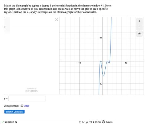 Solved Match The Blue Graph By Typing A Degree 5 ﻿polynomial