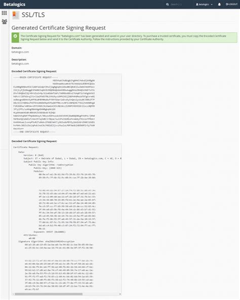How To Generate CSR Certificate Signing Request Form CPanel Betalogics