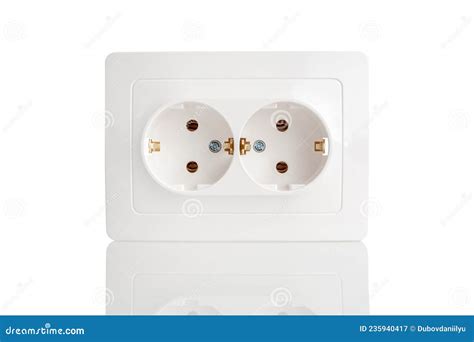Electric Power Socket Three Phase With Grounding Electric Socket On The Wall Isolated On A