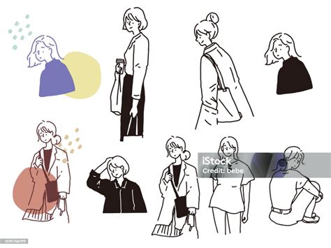 흑백 모노톤 라인 드로잉으로 된 삽화 필기 패션 잡지 패션 귀여운 소녀와 사람들 단순함에 대한 스톡 벡터 아트 및 기타 이미지 Istock