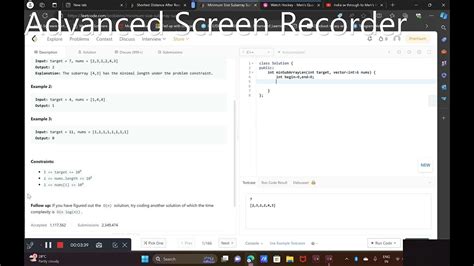 Minimum Size Subarray Leetcode Soln Youtube