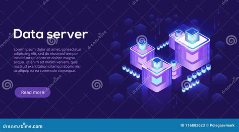 Hosting Server Isometric Vector Illustration Abstract 3d Datacenter Or Data Center Room