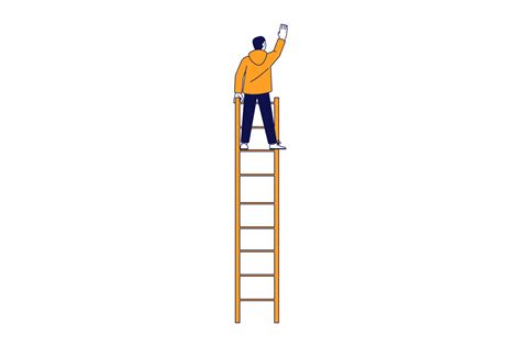 Man Climbing Up Ladder Person Climb Sta Graphic By Ladadikart · Creative Fabrica