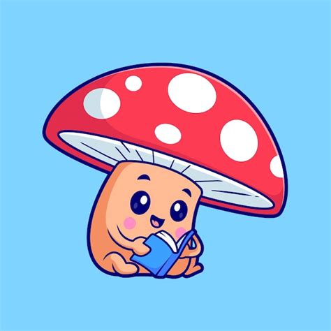 Free Vector Cute Mushroom Reading Book Cartoon Vector Icon