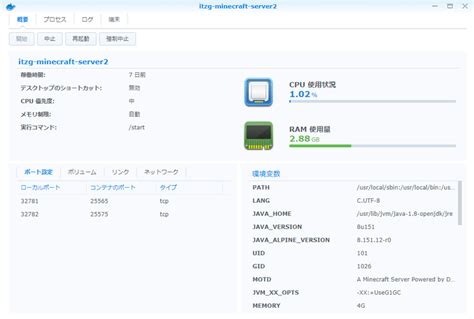 SynologyのNASでMinecraftのサーバーを構成する方法Minecraft Java Edition 対応 VOLTECHNO