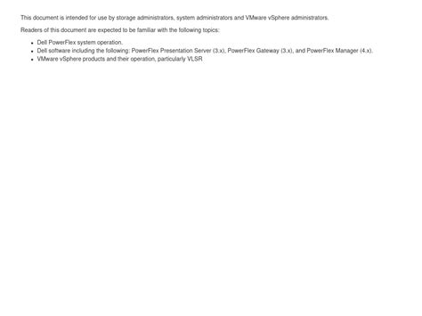 audience implementing dell powerflex sra with vmware live site