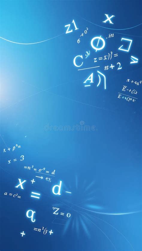 Mathematical Equations And Formulas On Blue Background With Glowing Symbols Scientific