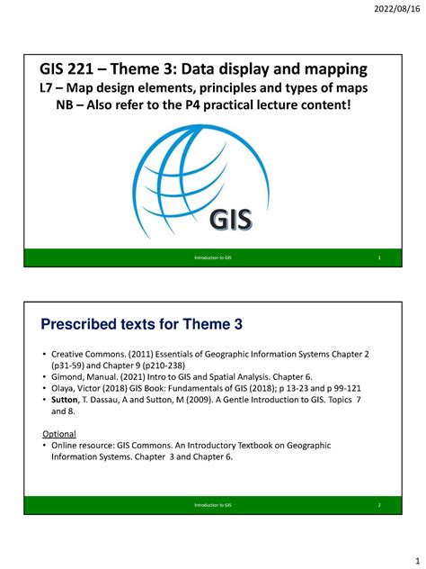 gis 221 introduction gis 221 theme 3 data display and mapping l7