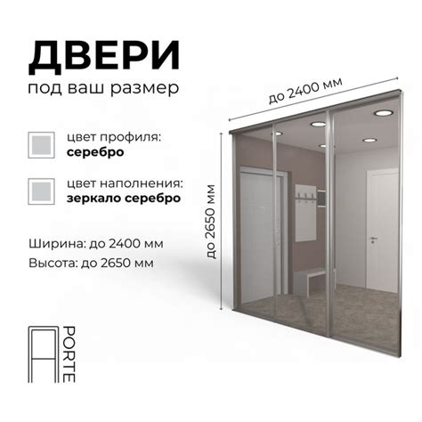 Двери купе для гардеробной и шкафа купе АП-PORTE 3 створки дверь купе с ...
