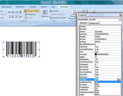 Linear Barcode ActiveX In Word 2007 Tutorials Linear Barcode