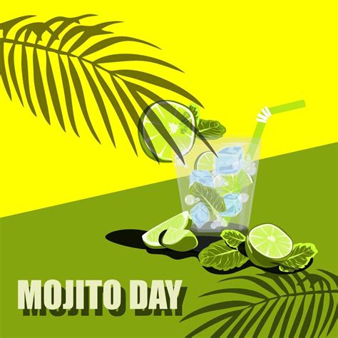 National Mojito Day July11 Poster Glass Of Mojito With Lime Mint Ice