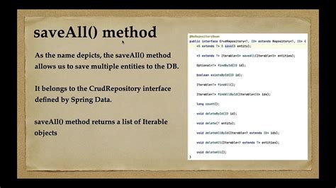 Spring Data Jpa Saveall Method Save Multiple Entities To The Database Table Youtube