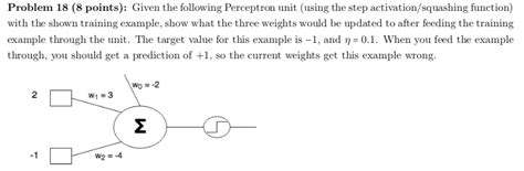 Solved Problem 18 8 Points Given Following Perceptron Unit Using
