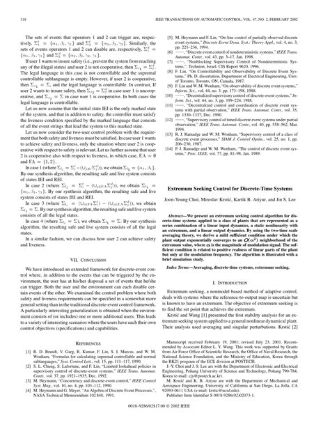 Pdf Extremum Seeking Control For Discrete Time Systems