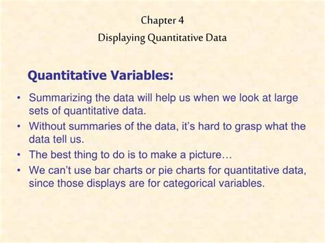 Ppt Chapter 4 Displaying Quantitative Data Powerpoint Presentation Free Download Id2053796