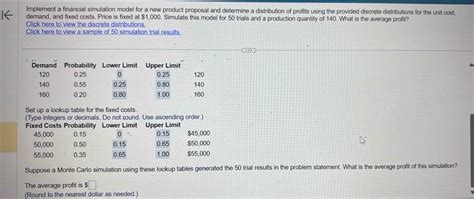 Solved Implement A Financial Simulation Model For A New Product