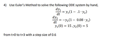 Solved Use Euler S Method To Solve The Following ODE Chegg Com