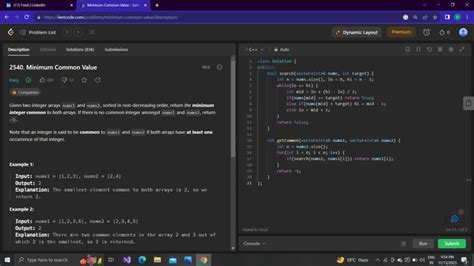 Shohib Khan On Linkedin Day 18100 Of Code Que 2540 Minimum Common Value I Use Binary